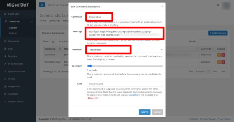 Comando !conteo con Nightbot para Twitch – Kodea